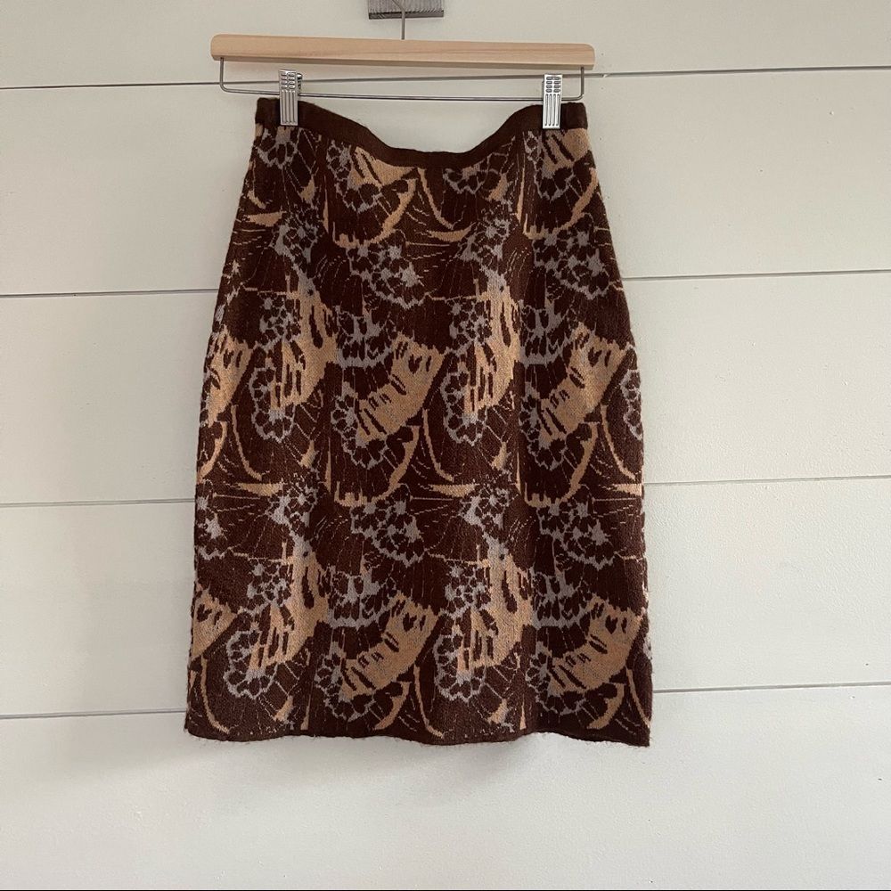 Anthropologie Sparrow Brown Patterned Skirt - Gem